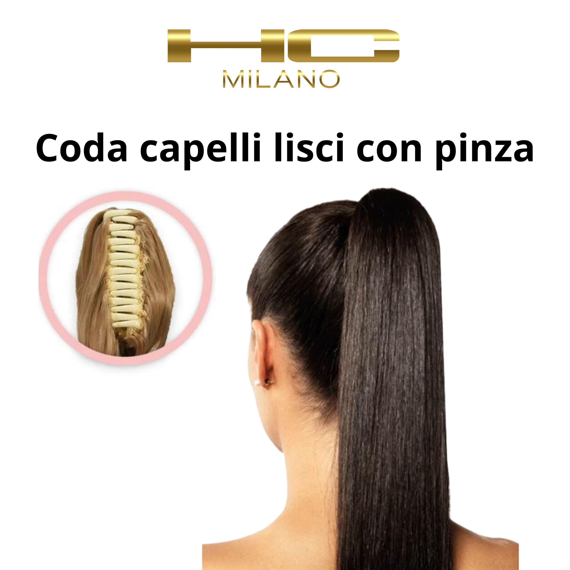HC MILANO - Coda capelli lisci con pinza Beatrice – B.usami